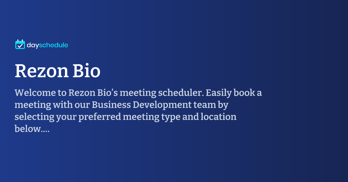Arrange a meeting with Rezon Bio's Business Development Team